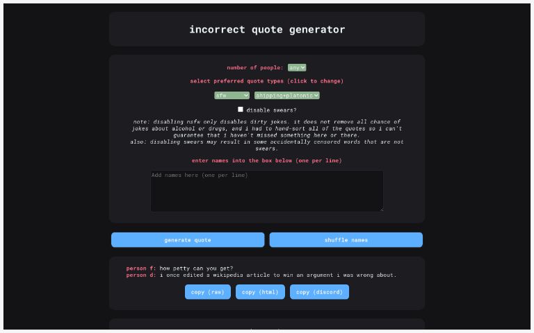 Incorrect Quote Generator
