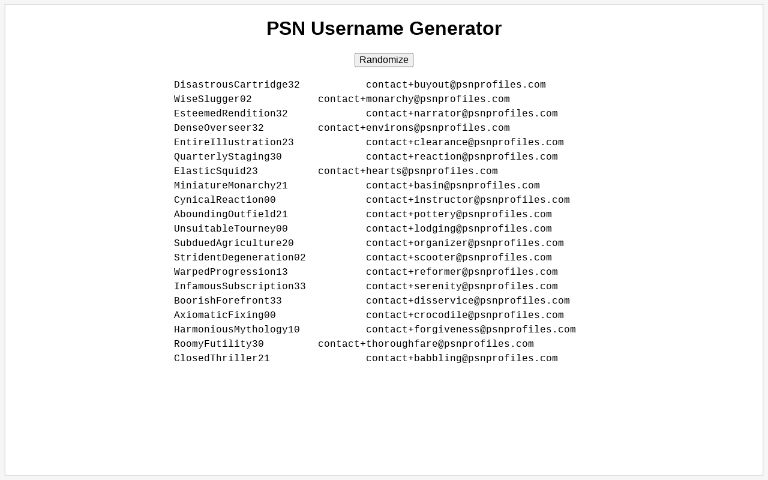 PSN Username Generator