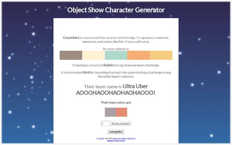 Object Show Character Generator