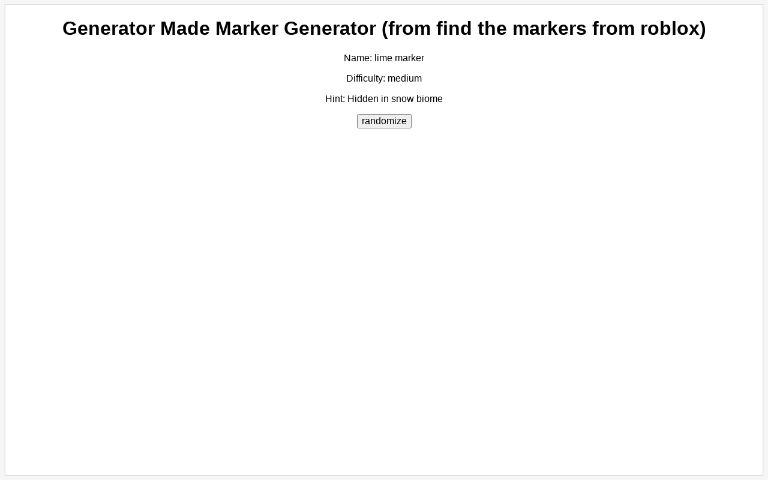 Generator Made Marker Generator (from find the markers from roblox)
