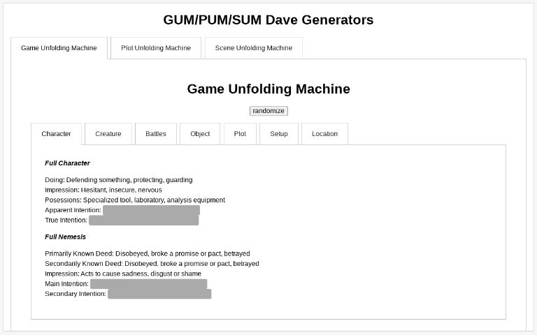 GUM/PUM/SUM Dave Generators