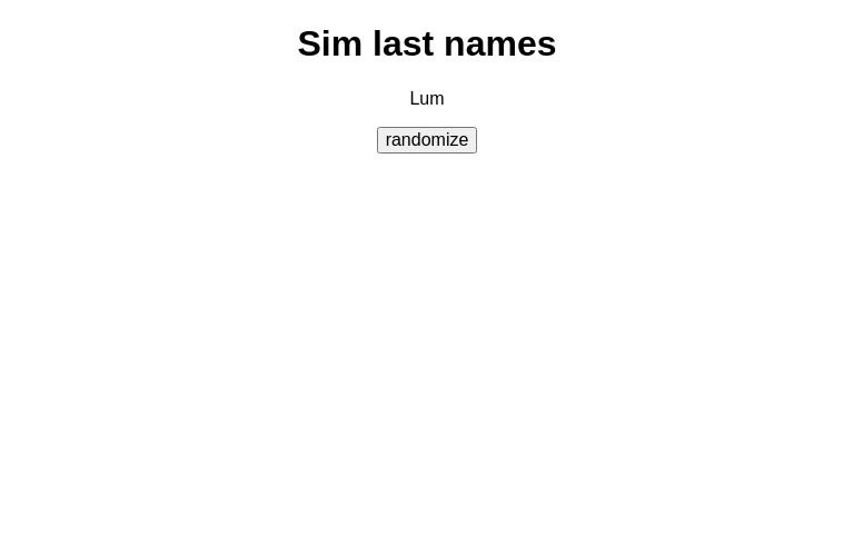 Sim last names ― Perchance Generator
