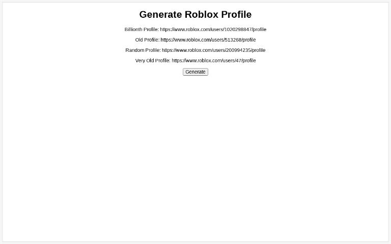 Generate Roblox Profile