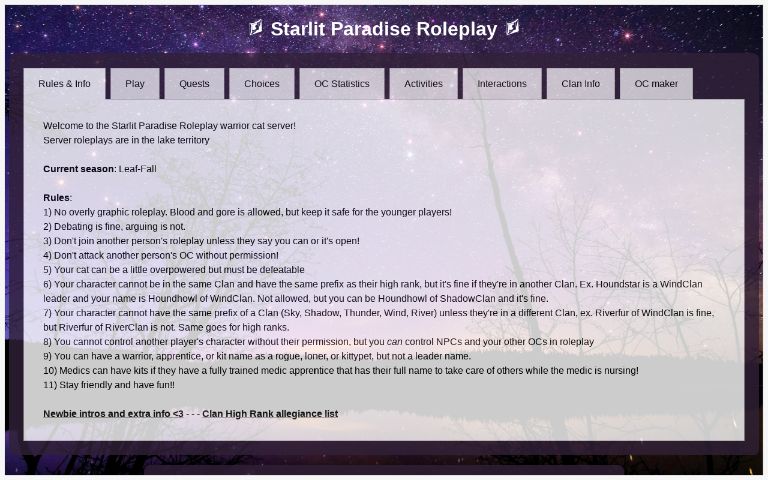 Starlit Paradise ― Perchance Generator