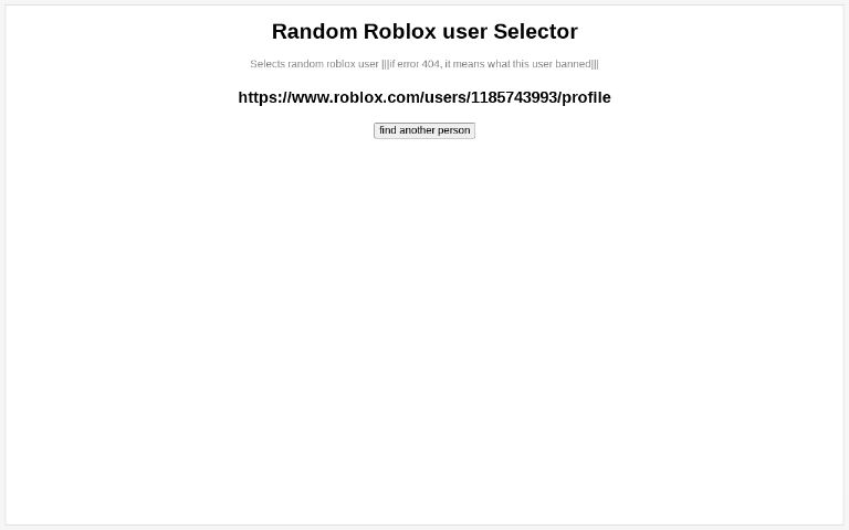 Random Roblox user Selector ― Perchance Generator