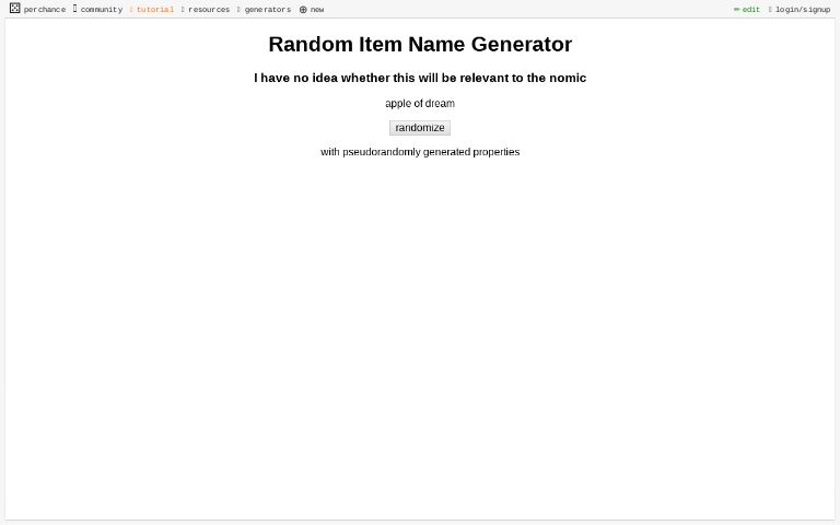 Random Item Name Generator, for nomic