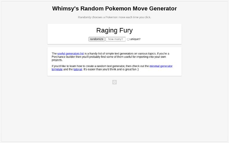 Whimsy's Random Pokemon Move Generator