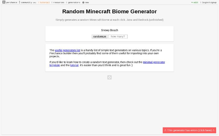 Random Minecraft Biome Generator