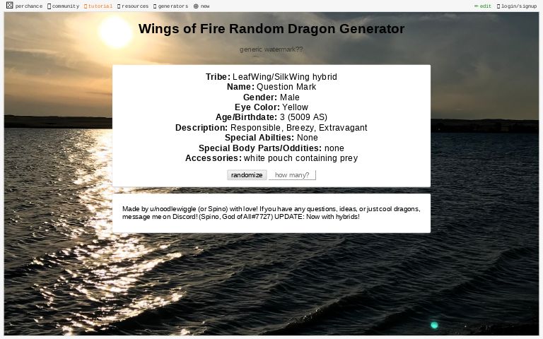 Wings of Fire Random Dragon Generator