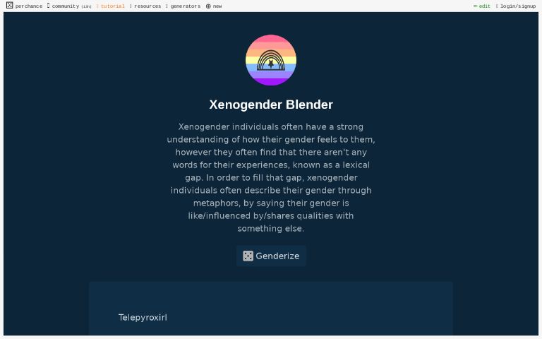 Xenogender Blender ― Perchance Generator