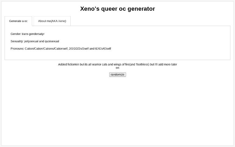 Xeno's queer oc generator