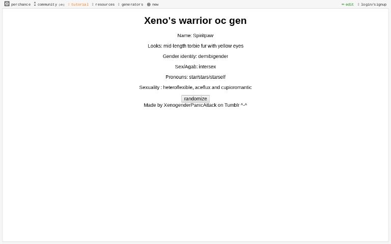 Xeno's warrior oc gen