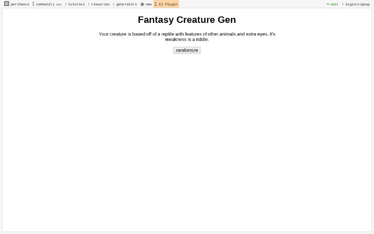 Fantasy Creature Gen ― Perchance Generator