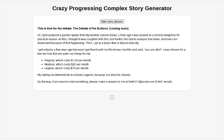 Crazy Progressing Complex Story Generator