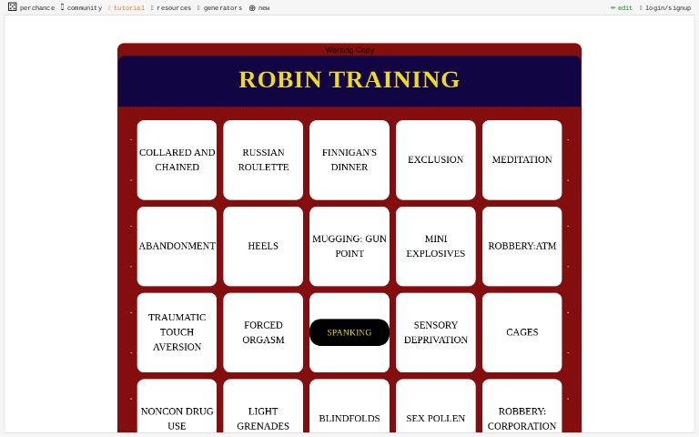 ROBIN TRAINING ― Perchance Generator