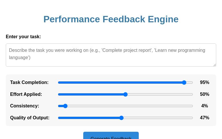 Performance Feedback Engine ― Perchance Generator