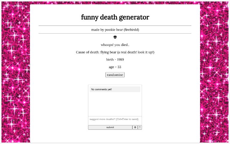 funny death generator