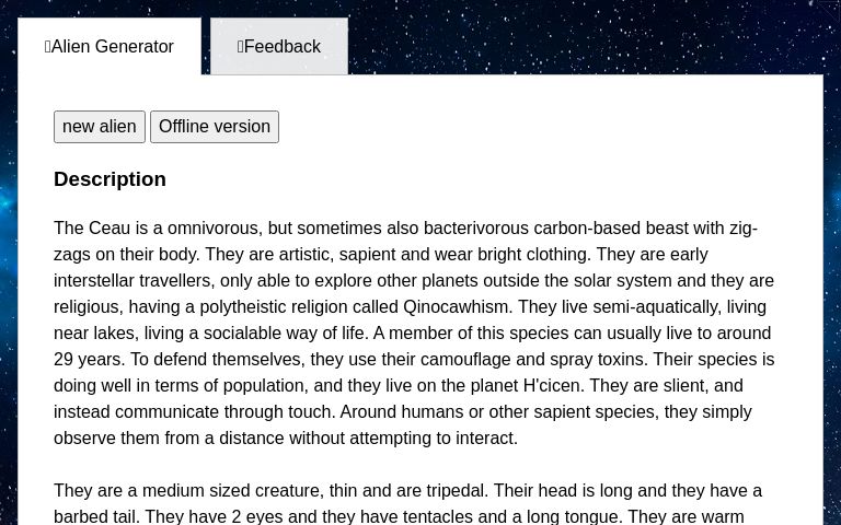 Alien Species Generator