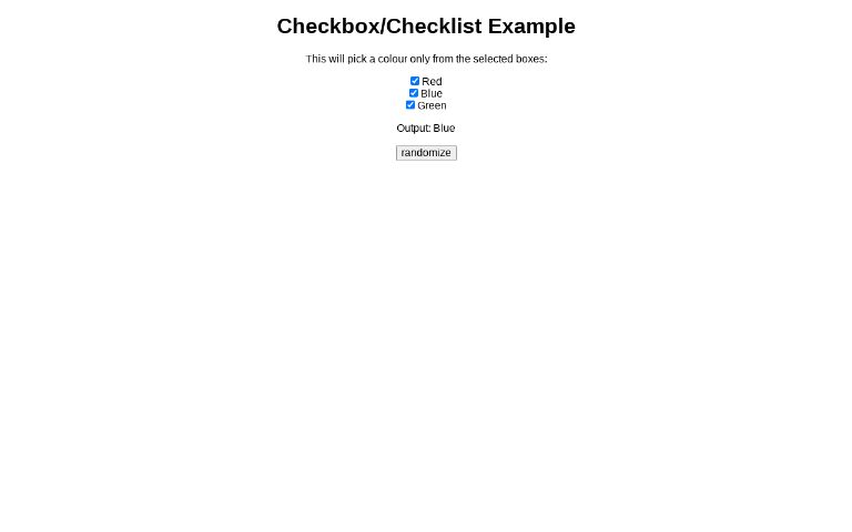 Checkbox/Checklist Example ― Perchance Generator
