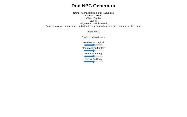Dnd NPC Generator
