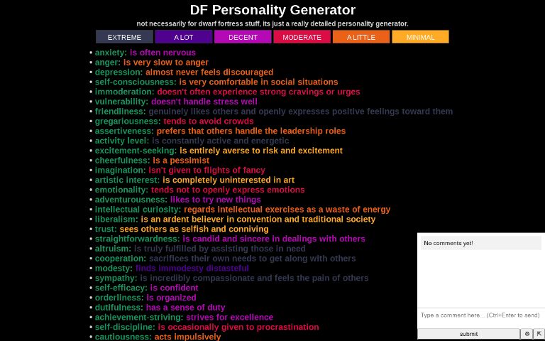 DF Personality Generator