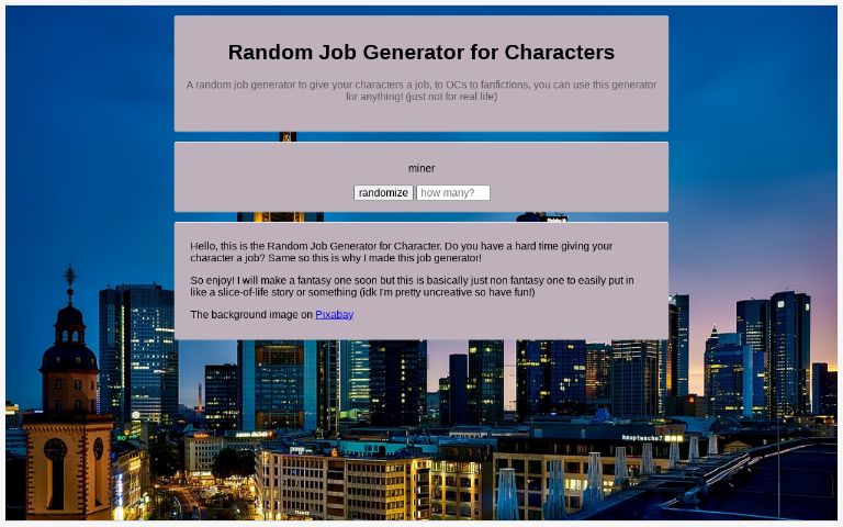 Random Job Generator for Characters