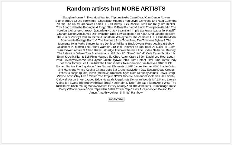 Random artists but MORE ARTISTS ― Perchance Generator