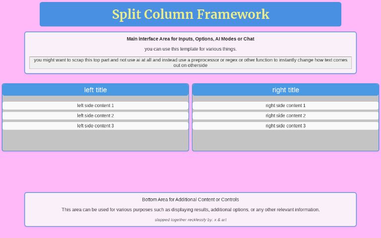 Split Column Framework ― Perchance Generator