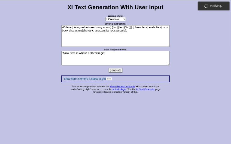 XI Text Generation With User Input