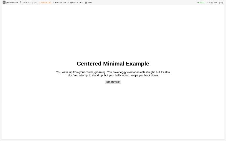 Centered Minimal Example ― Perchance Generator