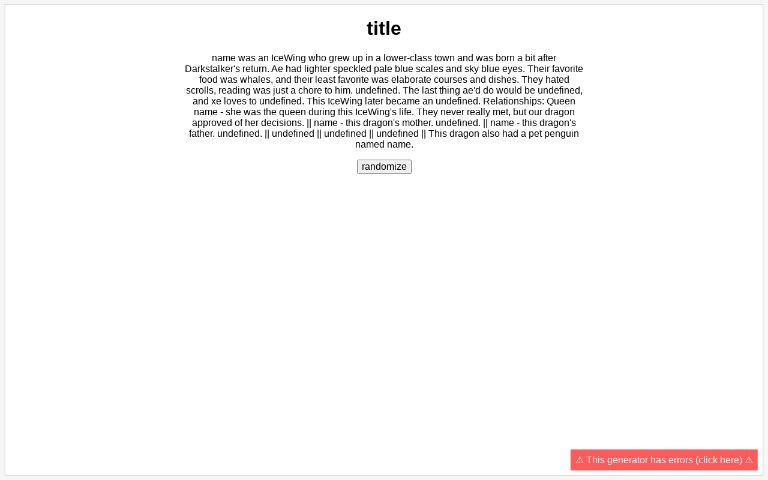 title ― Perchance Generator