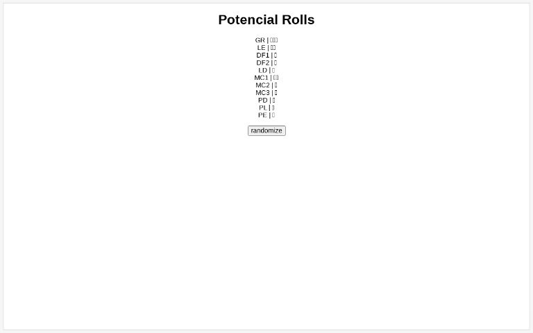Potencial Rolls ― Perchance Generator