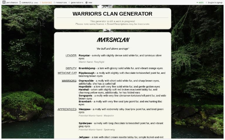 WARRIORS CLAN GENERATOR