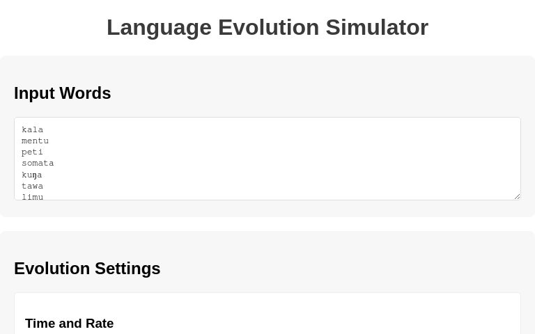 Language Evolution Simulator ― Perchance Generator