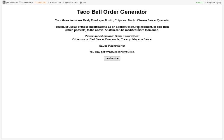 Taco Bell Order Generator