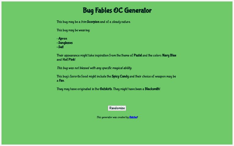 Bug Fables OC Generator