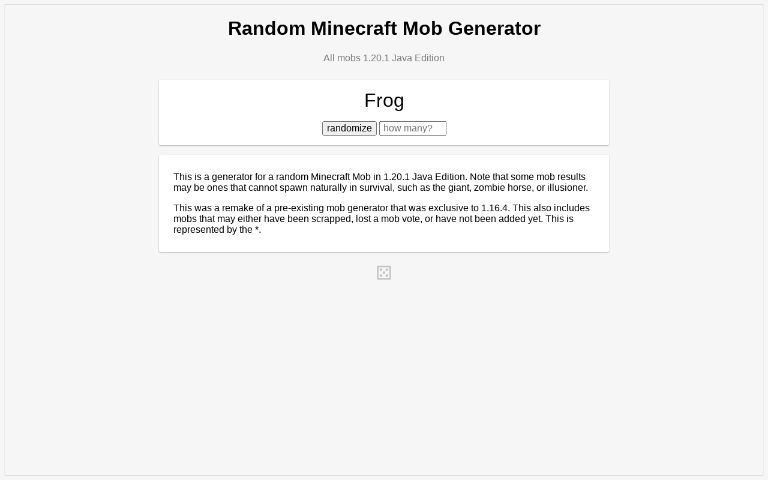 Random Minecraft Mob Generator