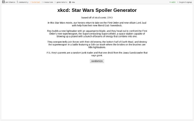 xkcd: Star Wars Spoiler Generator