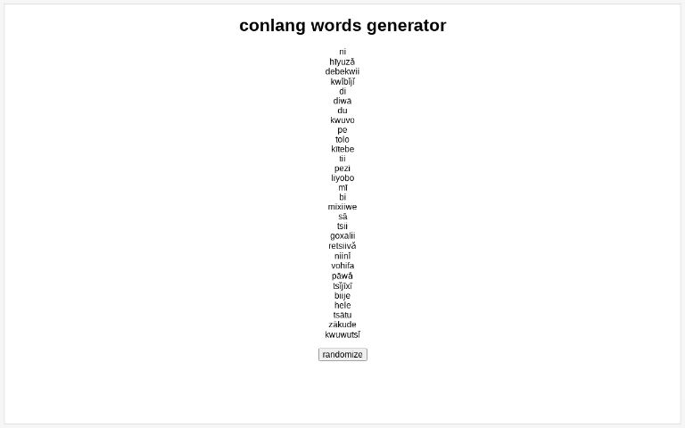 conlang words generator