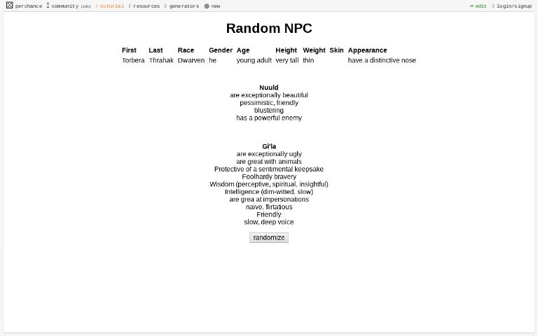 Random NPC ― Perchance Generator