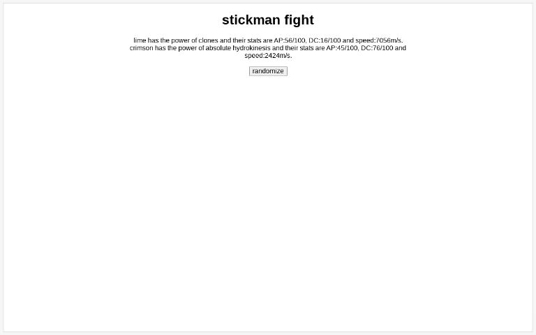 stickman fight ― Perchance Generator