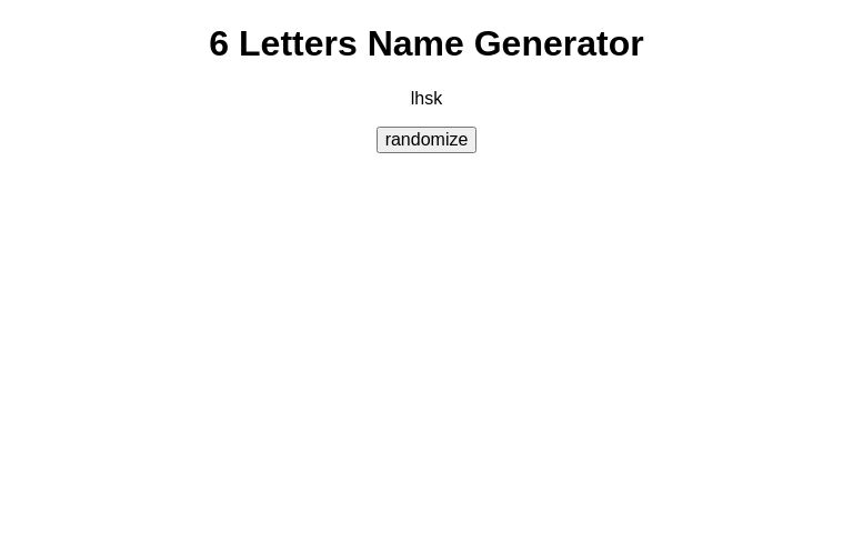 6 Letters Name Generator