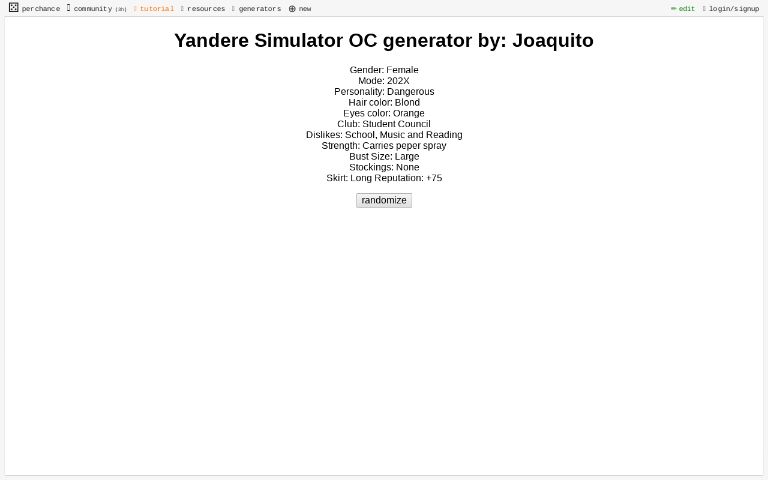 Yandere Simulator OC generator by: Joaquito