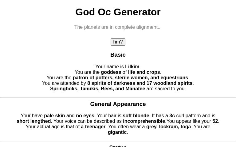 God Oc Generator
