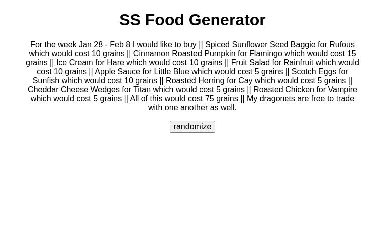 SS Food Generator