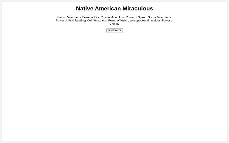 Native American Miraculous ― Perchance Generator