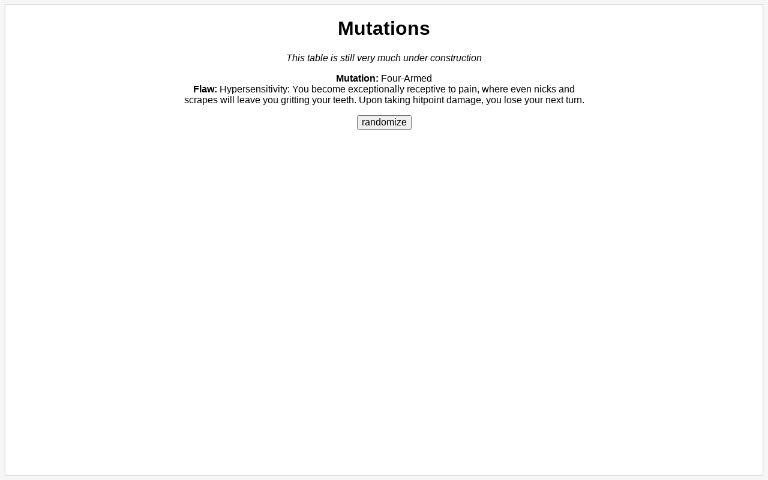 Mutations ― Perchance Generator
