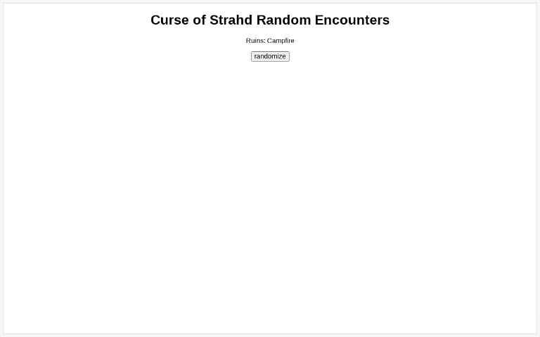 Curse of Strahd Random Encounters ― Perchance Generator