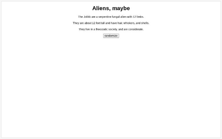 Aliens, maybe ― Perchance Generator