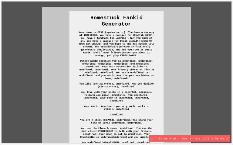 Homestuck Fankid Generator